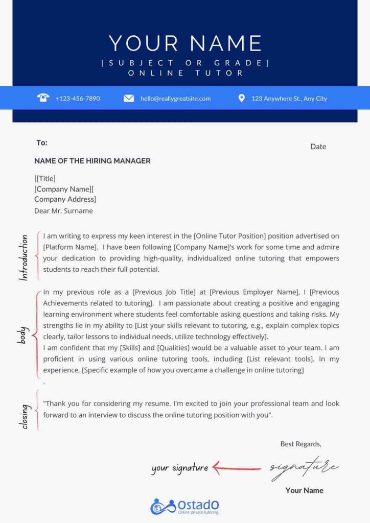 How to Write a Cover Letter for Online Tutor Position: Examples+ PDF ...